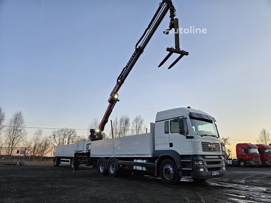 MAN TGA 26.410 6x4 + Crane PALFINGER PK 19000L kamion s ravnom platformom