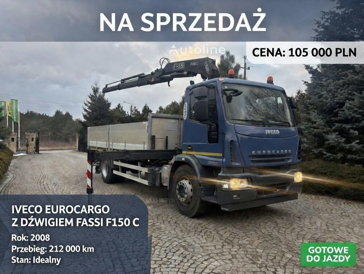 IVECO IVECO EUROCARGO 180E28 HDS Fassi14,8m kamion s ravnom platformom