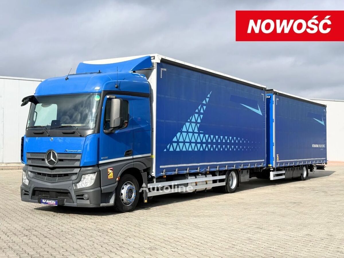 Mercedes-Benz ACTROS F 1836 / ZESTAW TANDEM 120 M3 / PRZEJAZDOWY / 7,75 M + 7, kamion sa klizna zavesa cerada + prikolica sa kliznom ceradom
