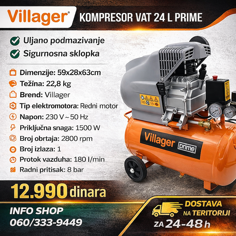 VILLAGER Kompresor VAT 24 L Prime – VAT 24 L Prime