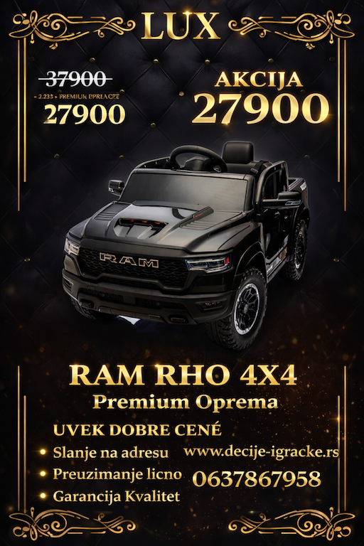 RAM RHO 4X4 Premium Oprema auto na akumulator BESPLATNA DOSTAVA