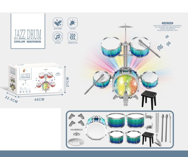 BUBNJEVI SA STOLICOM NA BATERIJE MUZIKA I SVETLOM BUBANJ