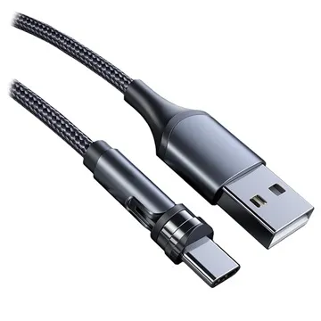 CHARGING CABLE WITH ROTATING MAGNETIC CONNECTOR - 2M, USB-C - BLACK