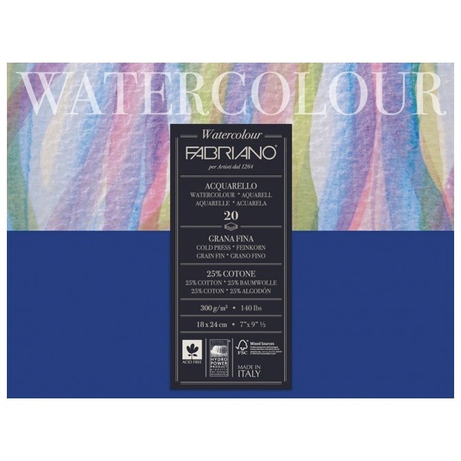 Blok Watercolour 18x24cm 20L 300g (cold pressed/grana fina) Fabriano 73611824