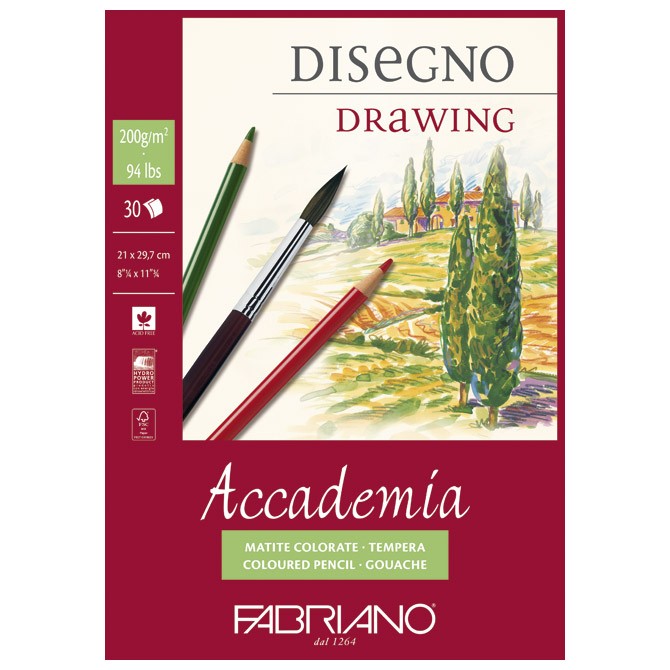 Blok Accademia Disegno Drawing 21x29,7cm 30L 200g Fabriano 41202129