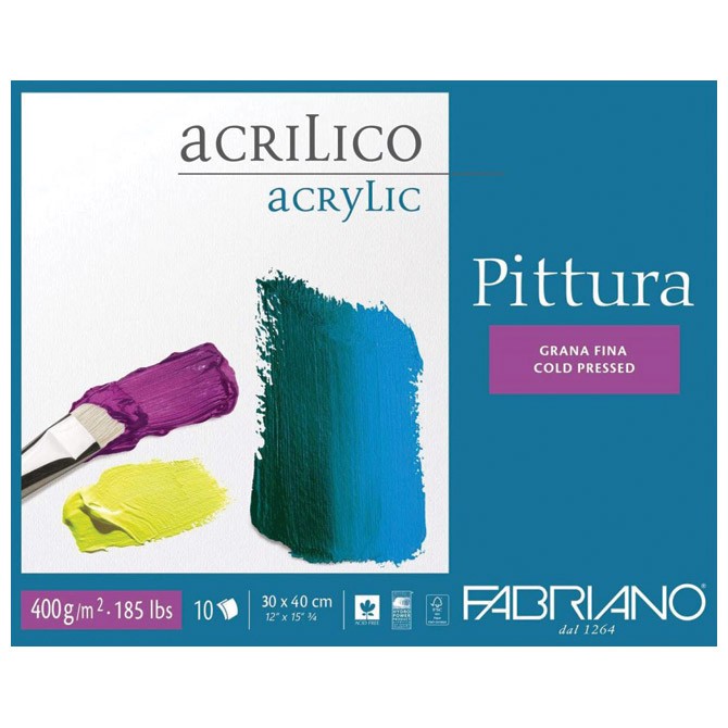 Blok Pittura Acrilico 30x40cm 400g 10L (cold pressed/grana fina) Fabriano 40003040