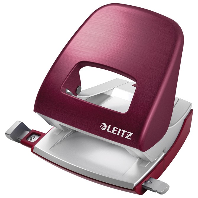 Bušač 2 rupe do 30 listova Metal Style Leitz 50060128 crveni (garnet)