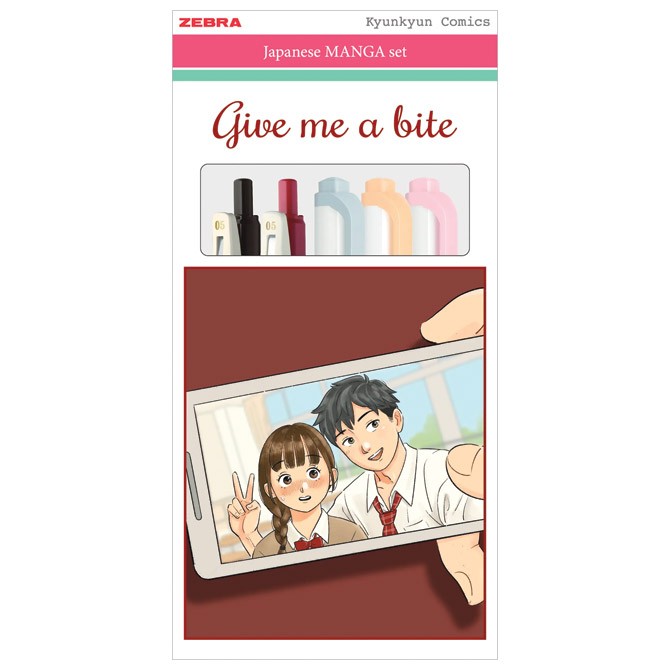 Set Manga Give me a bite (roler Sarasa Clip pk2+flomaster obostrani Mildliner pk3) Zebra 56536