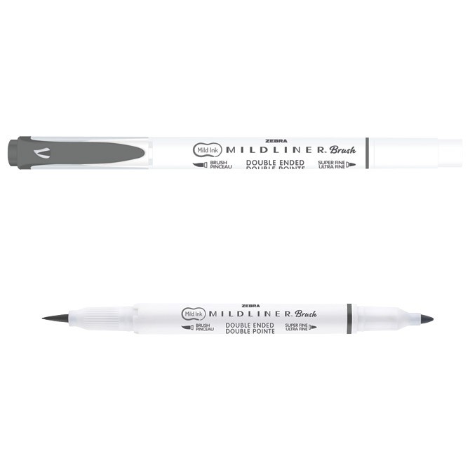 Flomaster obostrani 0,5/4mm Mildliner Brush&Marker Zebra 79510 tamno sivi