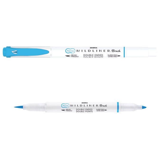 Flomaster obostrani 0,5/4mm Mildliner Brush&Marker Zebra 79560 plavi