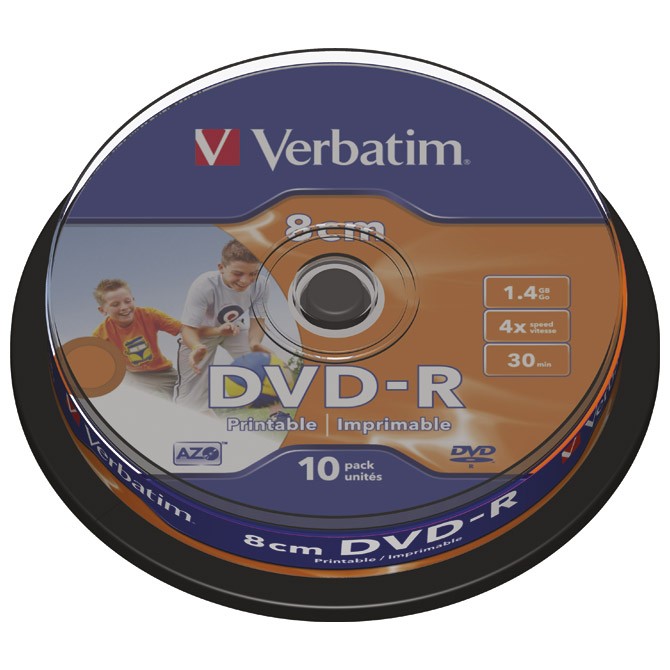 DVD-R mini 1,4GB 4x spindl printable pk10 Verbatim 43573!!