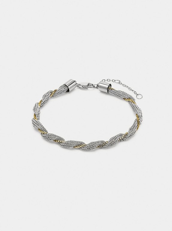 BICOLOR BRAIDED BRACELET WITH STAINLESS STEEL