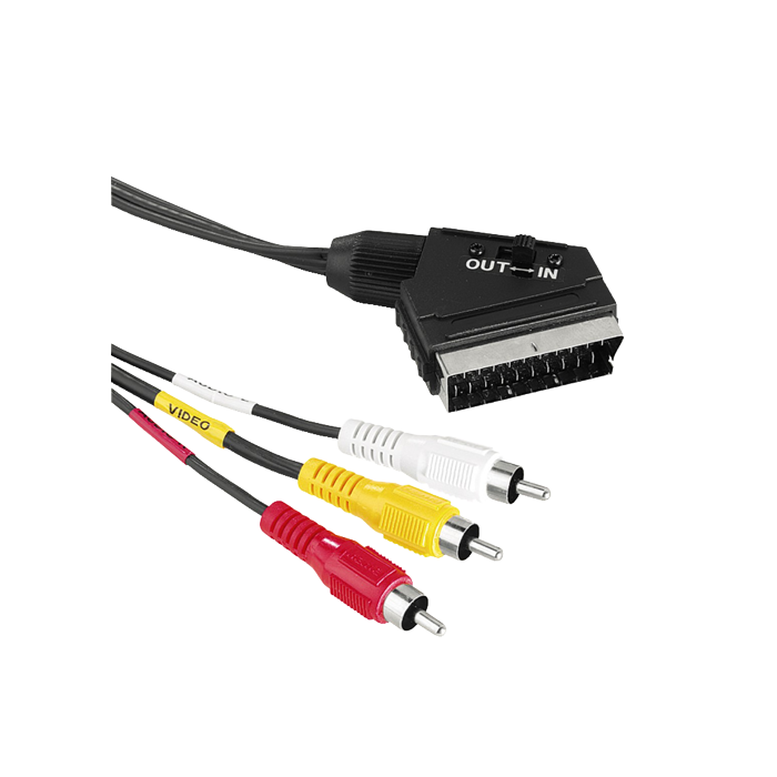 Hama adapter kabl Scart na 3xRCA (činč) m/m 1.5m - 43178, Scart, RCA x3, m/m, Crna