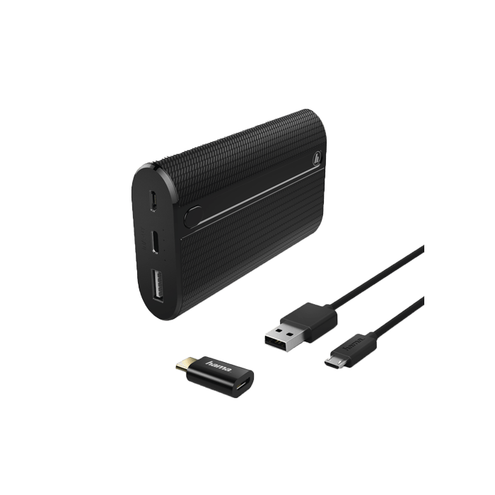 HAMA Power bank / eksterna baterija X7 Power Pack + Tip C adapter 7800 mAh, 1 x Micro USB, 1 x USB Tip C, 1 x USB A, Crna