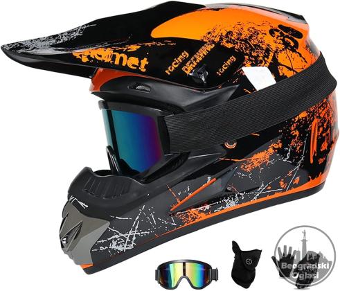 PROLINETECH Cross/Enduro kaciga – PLT/HE-ORANGE (L) 58 cm