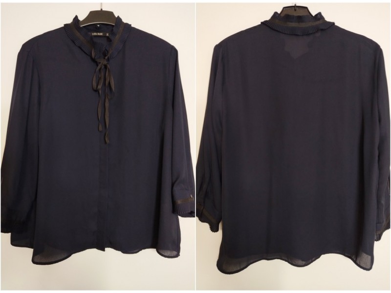 **ZARA** bluza sa plisiranom kragnom, NOVO - Vel. XL