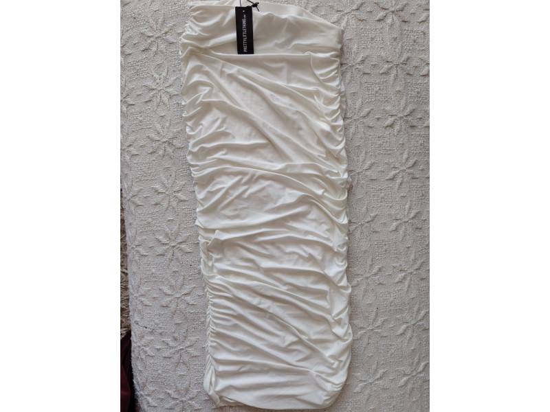 Bela maxi ruched suknja vel S-M NOVO