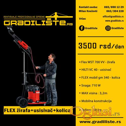 FLEX WST 700 + Hilti VC 40 usisivač + FLEX GM 340 – izdavanje - najam