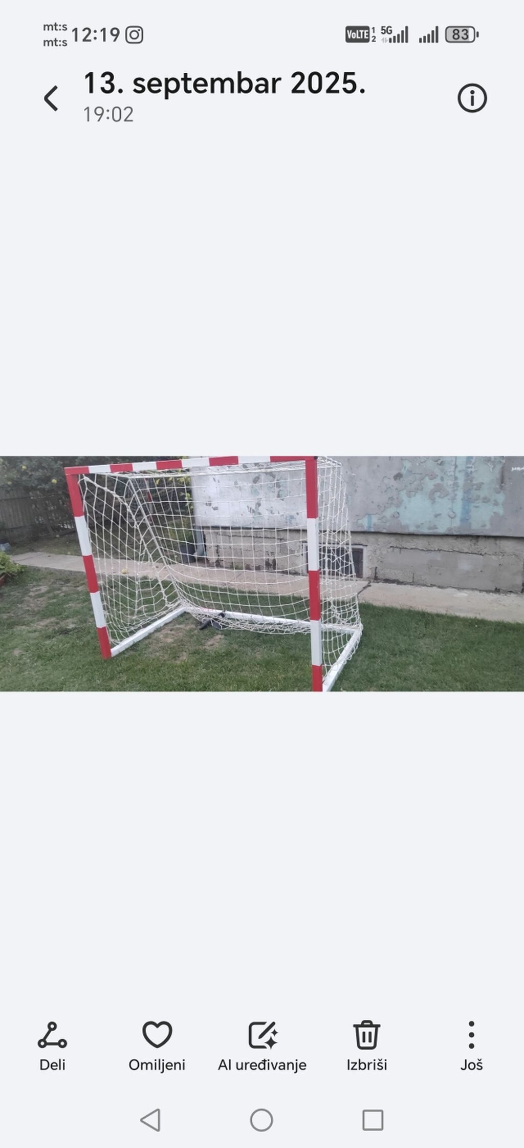 Rukometni/futsal gol sa mrežom 150x190 2 u paketu - Dimenzije okvirno