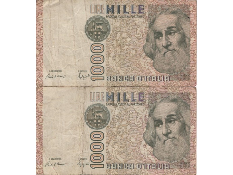 ** ITALIJA - 2 x 1000 LIRA 1982. **