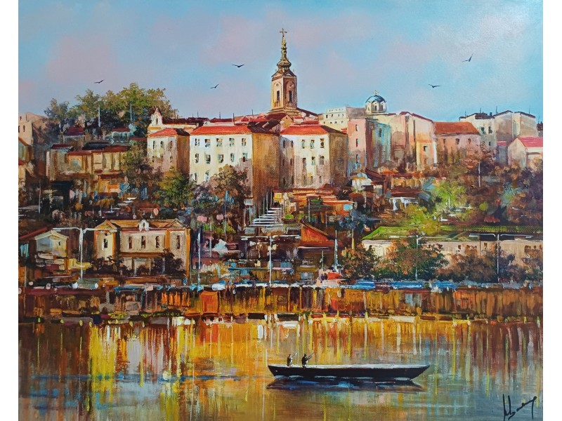 "BEOGRAD"-AKRIL NA PLATNU 40 X 50 CM
