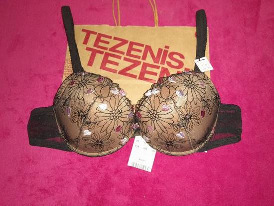 Tezenis crni bež roze srca push up 85B NOVO!%