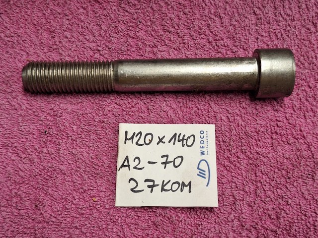 Inox, prohrom vijak, šraf M20 x 140, 27kom