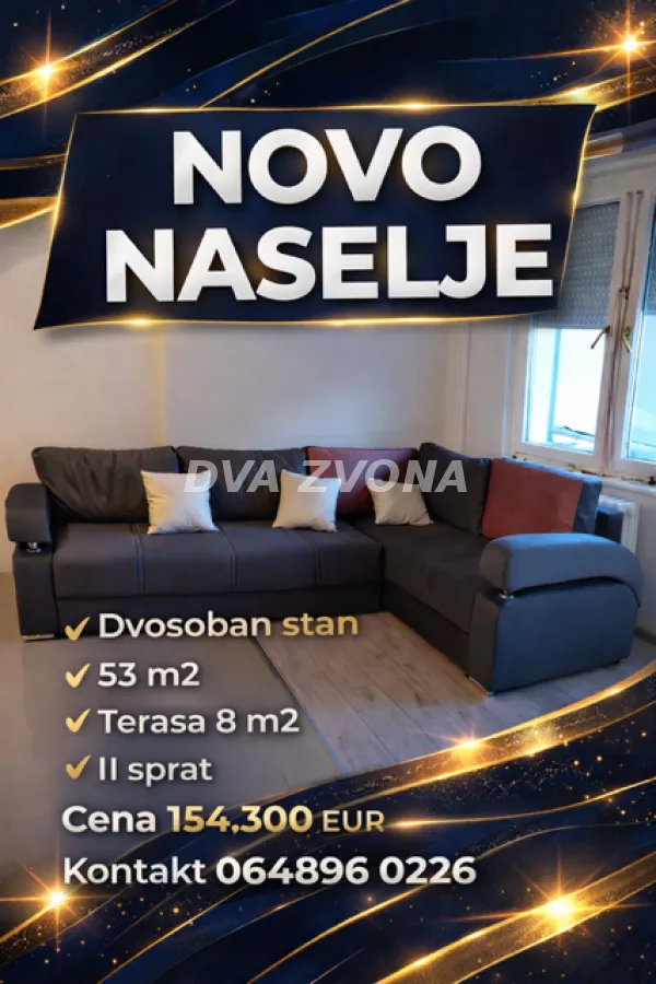 Prodaja, dvosoban stan, 53m², Novo naselje, Novi Sad