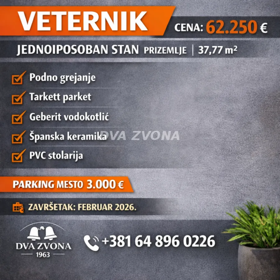 Prodaja, jednosoban stan, 37m², Veternik, Novi Sad Sve Podlokacije