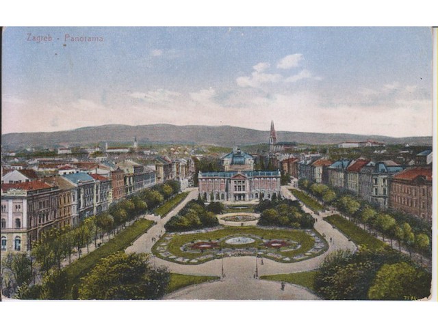 ZAGREB iz 1926 - razglednica u boji !!!!!!!!!!!