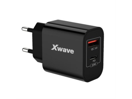 Xwave H20AC 20W USB-C USB-A Brzi zidni punjač crni