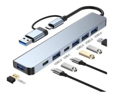 E-GREEN Adapter-konverter USB E-Green USB 3.0/USB 3.1 tip C(M)-USB 3.0+4 xUSB 2.0+2xtip C(7 u2)