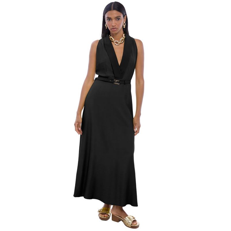 Ženska haljina Lola V-neck dress with buckled waistband