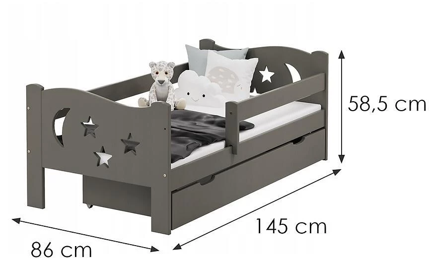 Deda Mraz krevet 145x86x58.5 cm matt siva