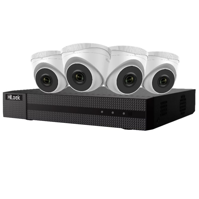 Hikvision HiLook IK-4142TH-MH/P – Komplet Video Nadzora 4 Turret Kamere | PoE, 1TB, Plug & Play
