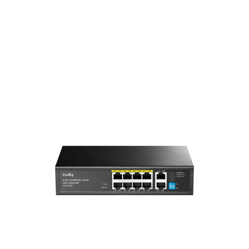 Svič 10/100 8+2-port PoE + 1Gbps RJ45 Cudy FS1010PG 120W