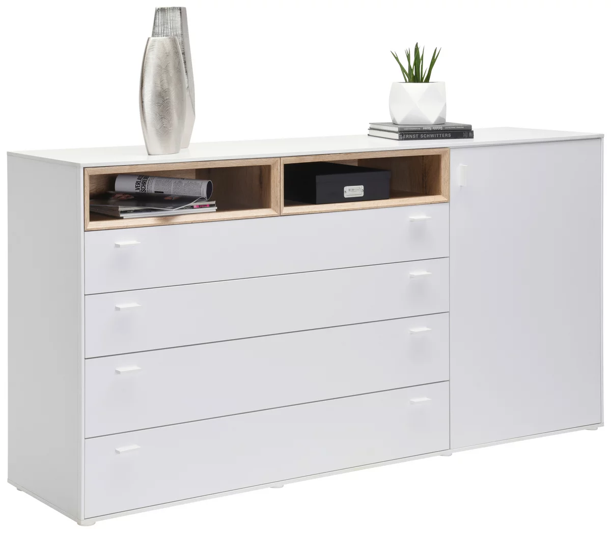 KOMODA 180,4/92,8/43 cm bela, boja hrasta