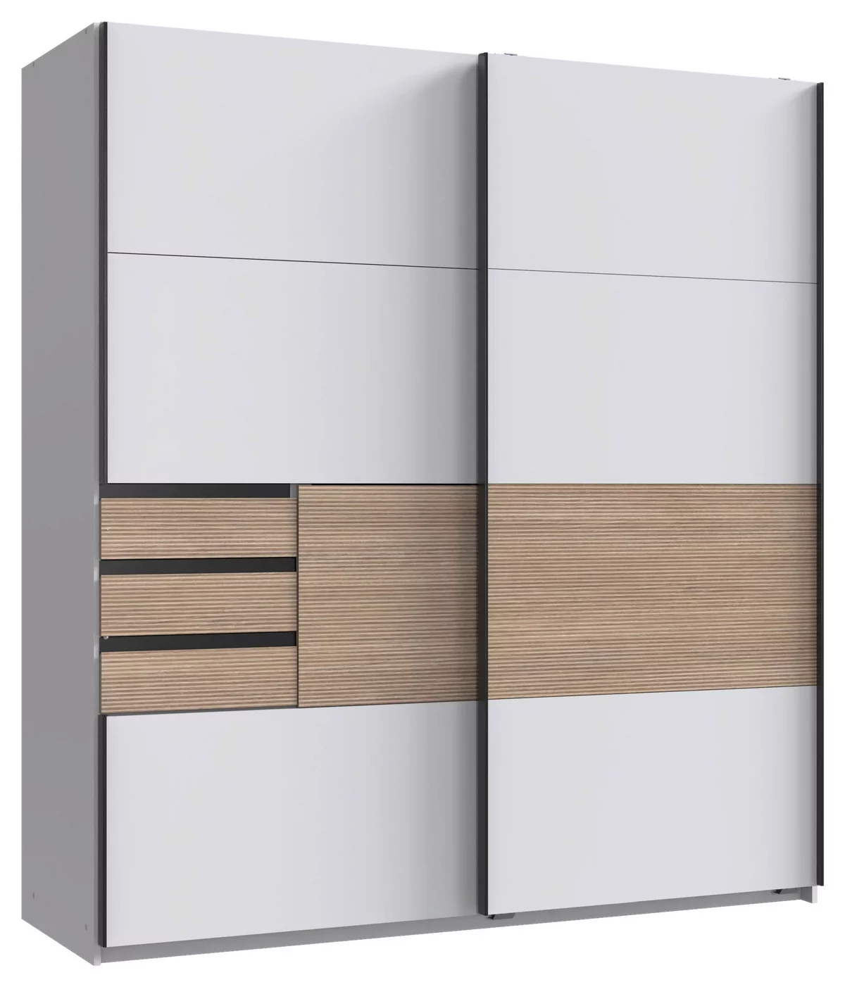 Carryhome ORMAR - VISEĆA KLIZNA VRATA bela, boja hrasta 180/198/65 cm