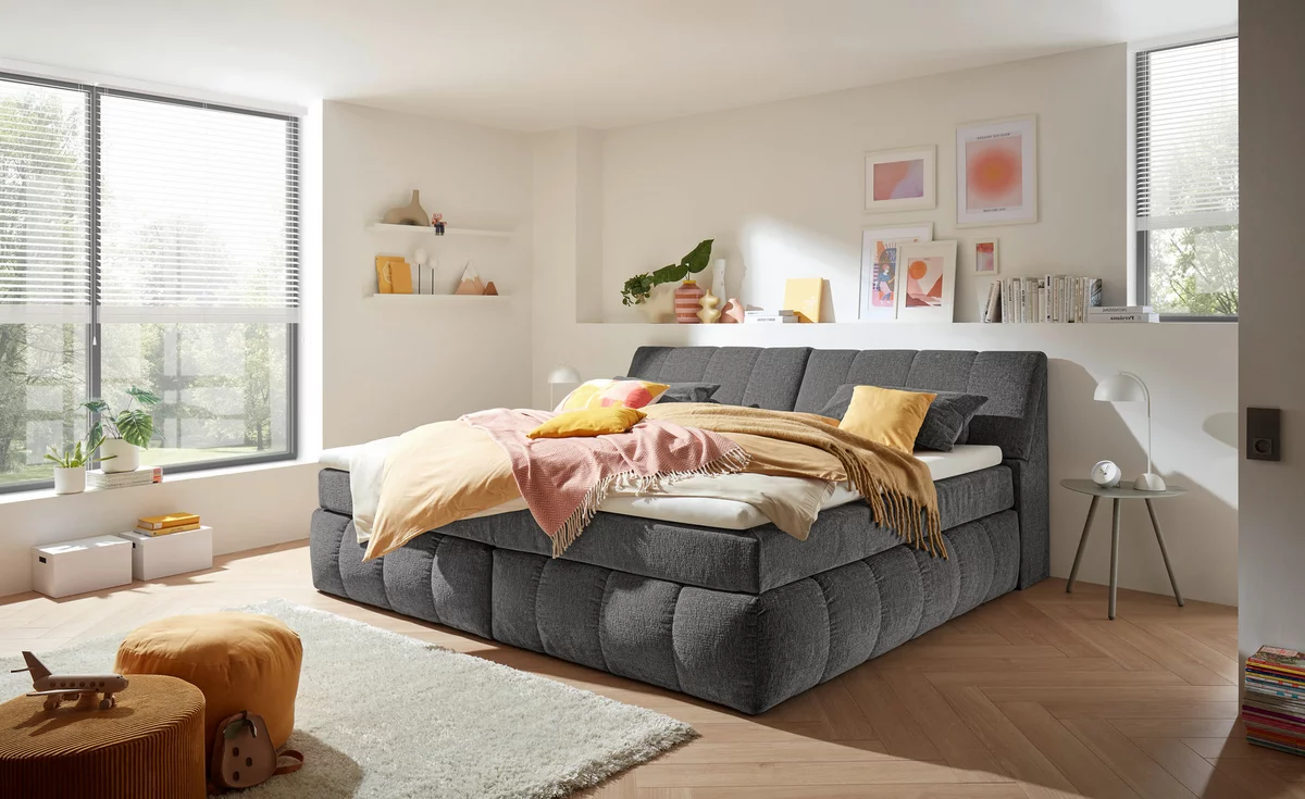 BOXSPRING KREVET 240/200 cm siva