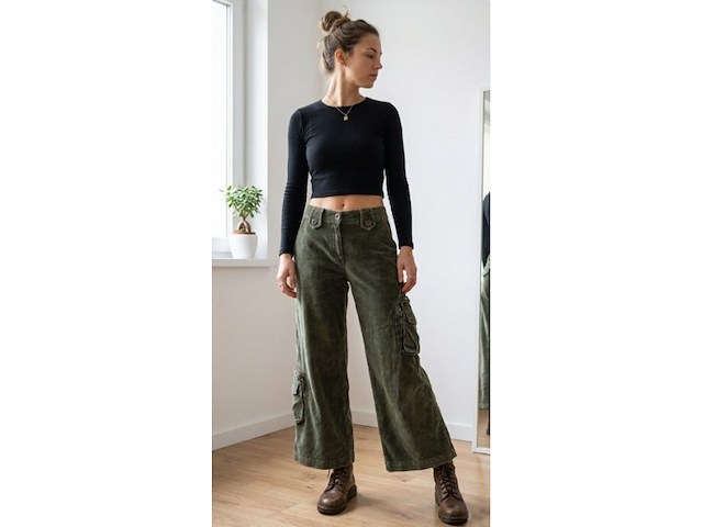 SELECT Vintage Cargo Culottes – Maslinasti Somot/Pliš