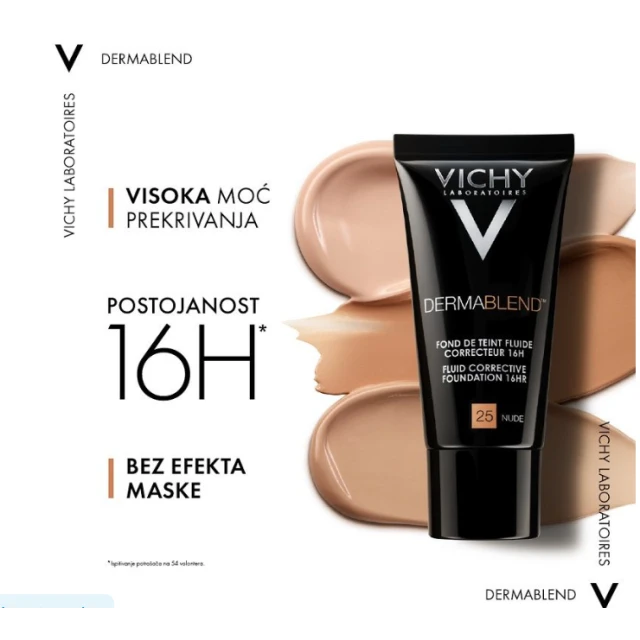 VICHY DERMABLEND CORRECTOR TEČNI PUDER 30 ML, 30 BEIGE – VISOKA MOĆ PREKRIVANJA ZA SAVRŠEN TEN