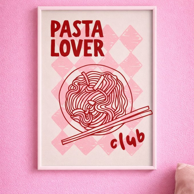 Pasta Lover Club – A4 poster sa belim ramom