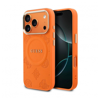 Maska Guess Peony Hot Stamp MagSafe za iPhone 17 Pro Max narandzasta