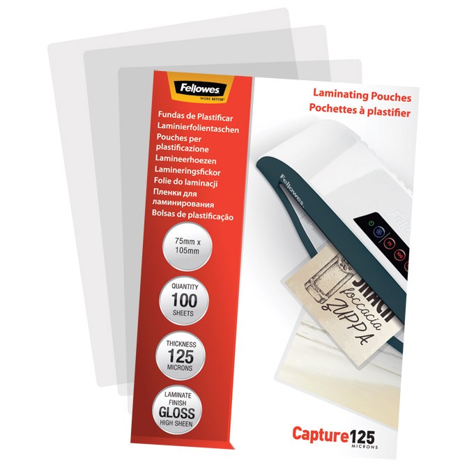 Folija za plastificiranje 125my 75x105mm sjajna pk100 Fellowes 5306901
