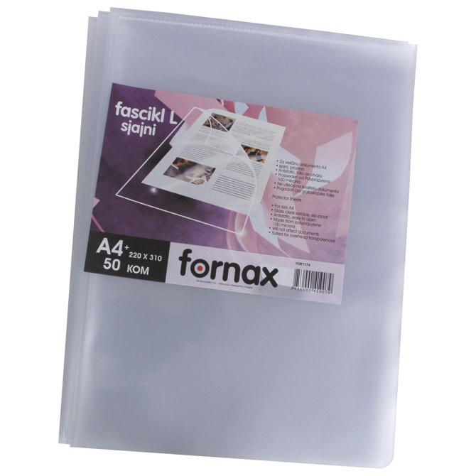 Fascikla "L" 100my pp A4 sjajna pk50 Fornax 24789 providna