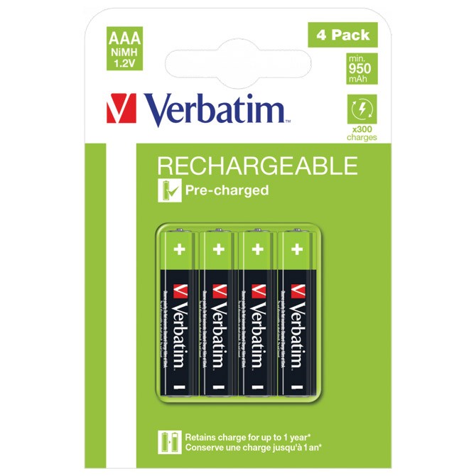 Baterija punjiva 1,2V AAA/950 mAh pk4 Verbatim 49514 HR03 blister