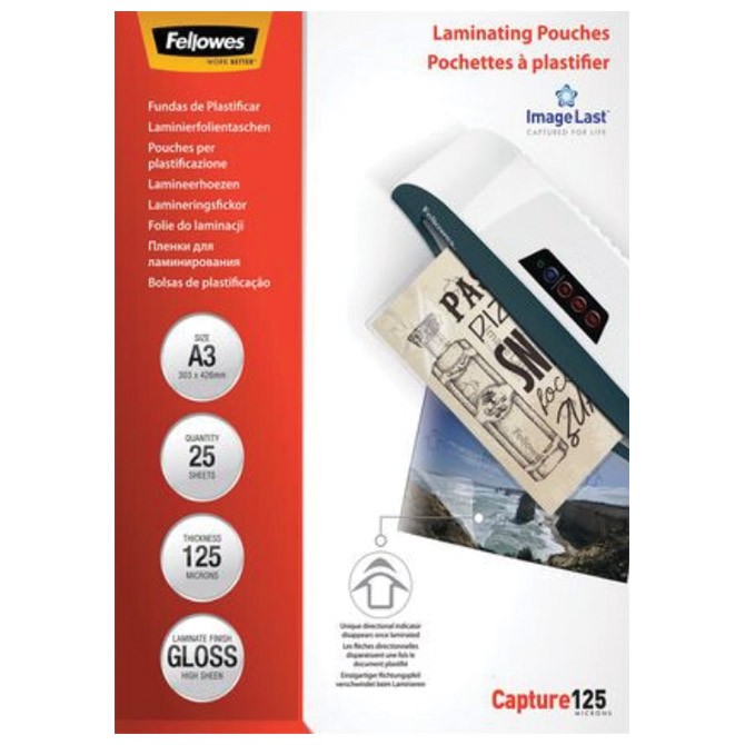 Folija za plastificiranje 125my A3 sjajna pk25 Fellowes 5396501