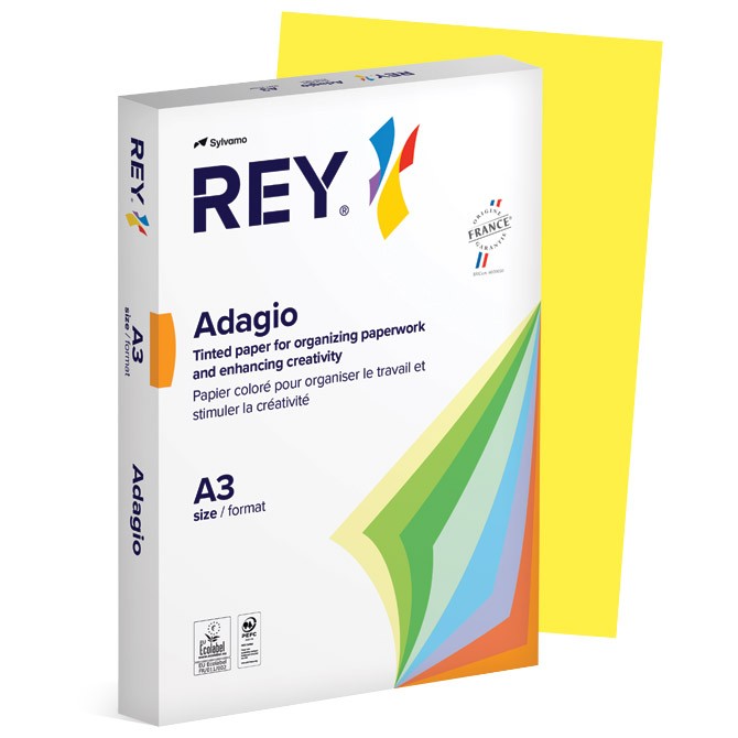 Papir Copy Rey Adagio A3 80g pk500 Sylvamo 66 jarko žuti (yellow)