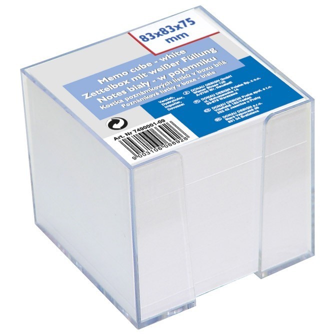 Blok kocka pvc 8,6x8,6cm+papir beli Donau 7490001-99