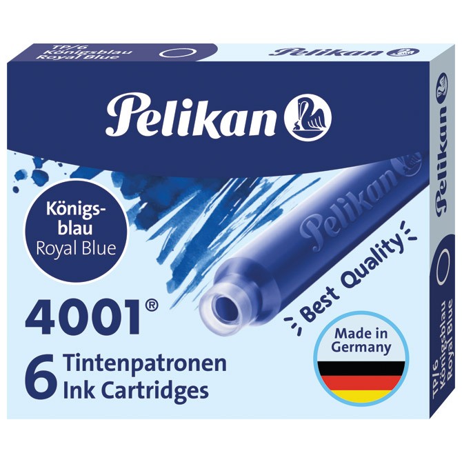 Tinta za nalivpero patrone kratke pk6 4001 Pelikan 301176 plava (royal blue)